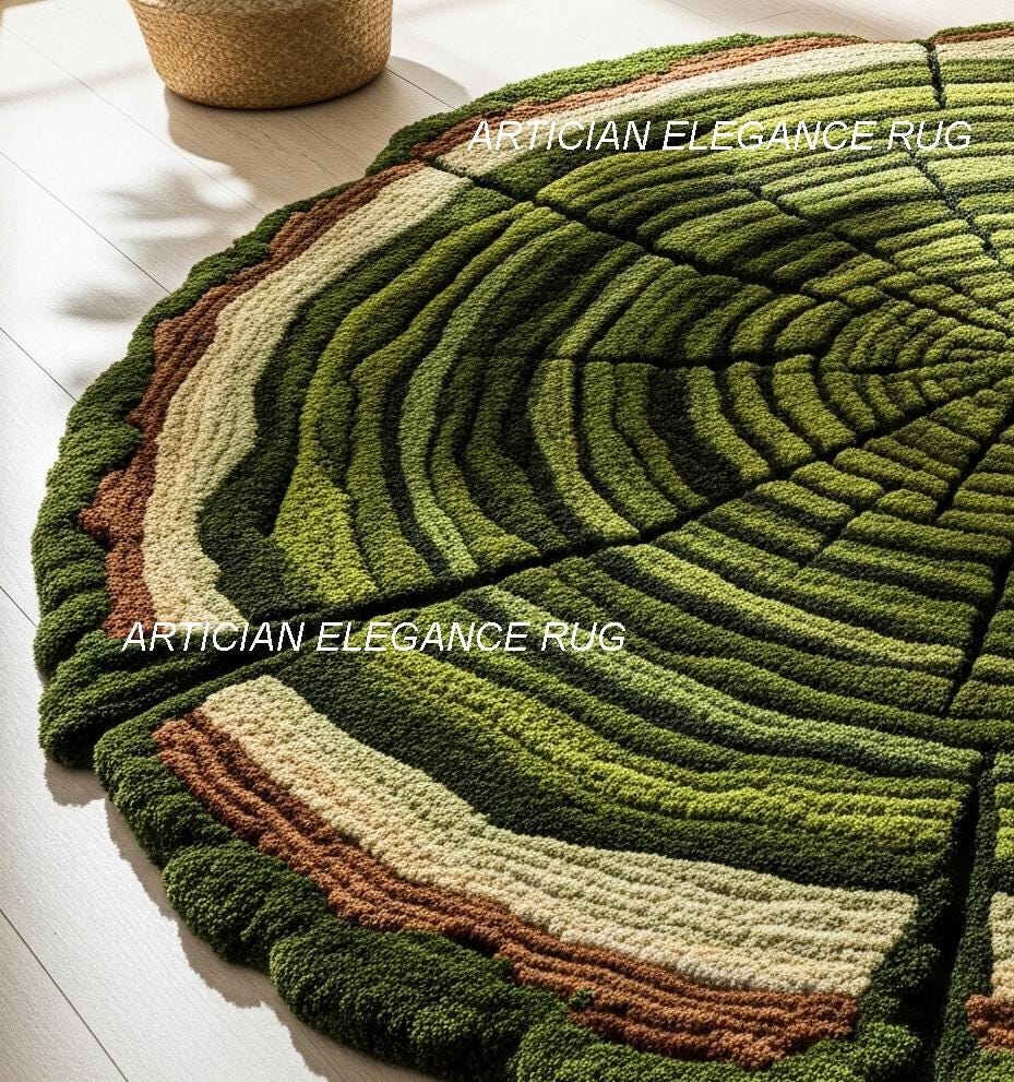 Forest Tree Ring Hand-tufted Rug | Round Forest-inspired Tufted Rug ...