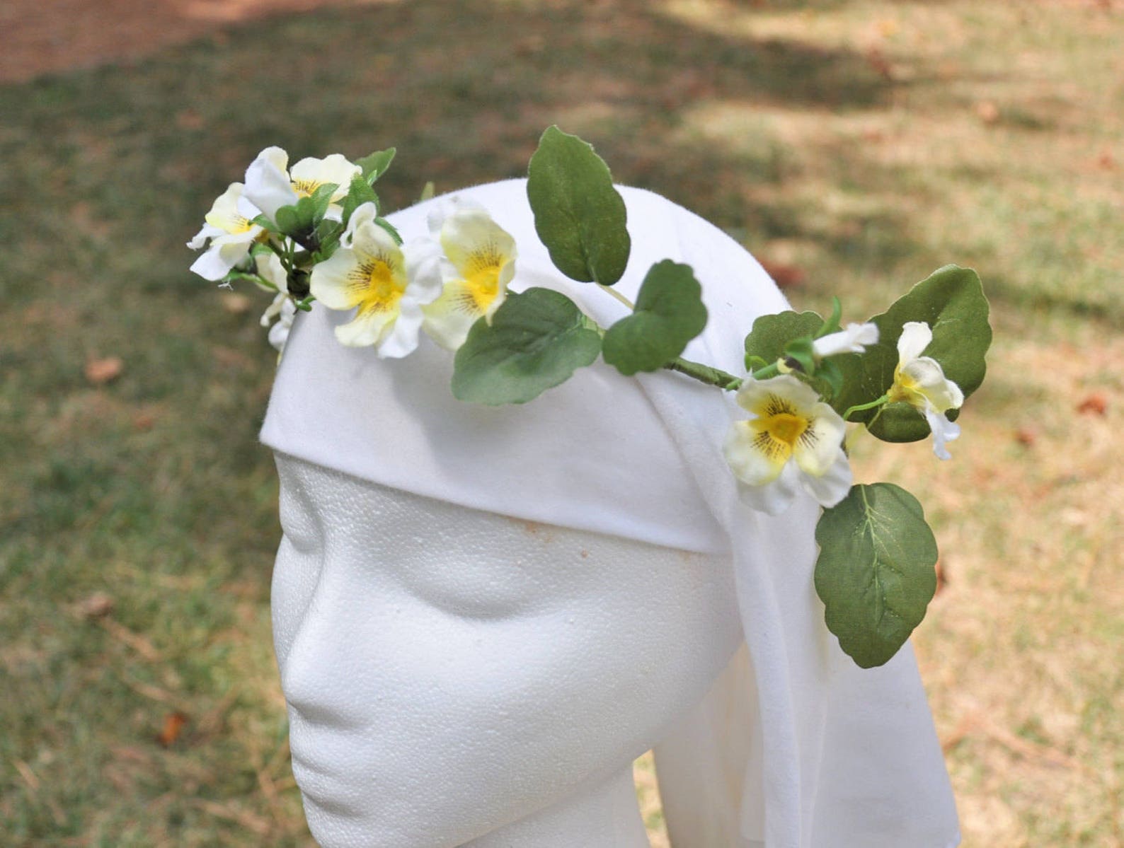 White Pansy Flower Crown. White Flower Circlet. Fairy Flower | Etsy
