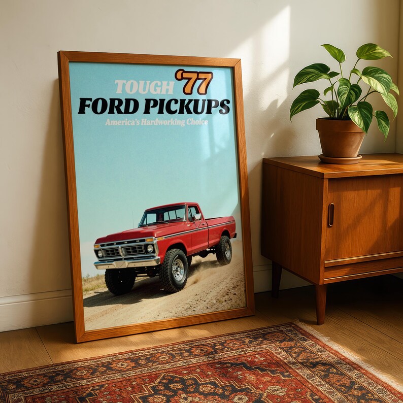 Vintage Ford Truck Inspired Print - Classic 77’ F-150 Pickup Poster ...