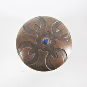 Vintage Trinket Box Copper Pill Box Snuff Handmade With LAPIS Cabochon ...