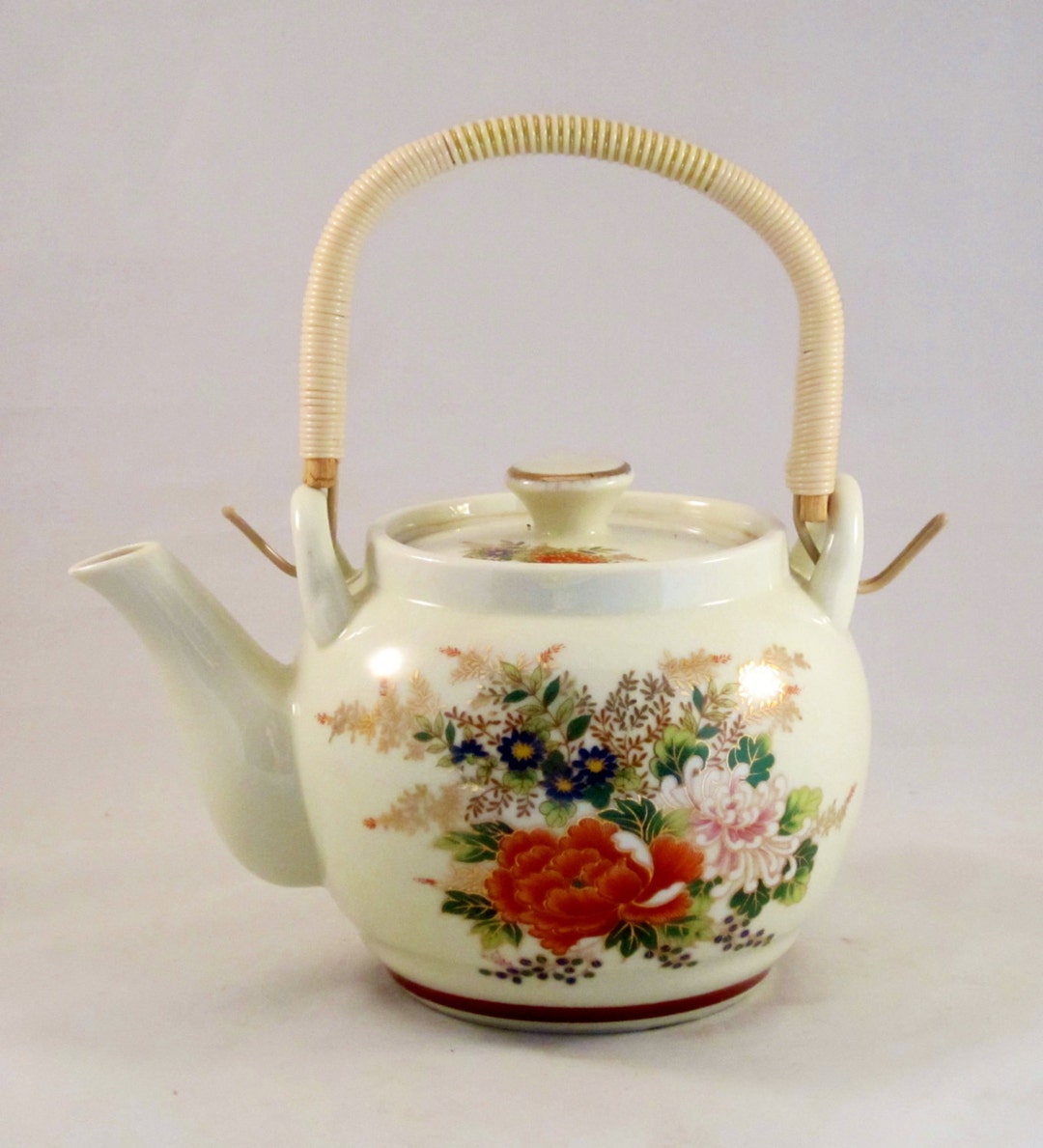 Vintage Teapot Porcelain Ceramic GOLD and FLORAL - Etsy