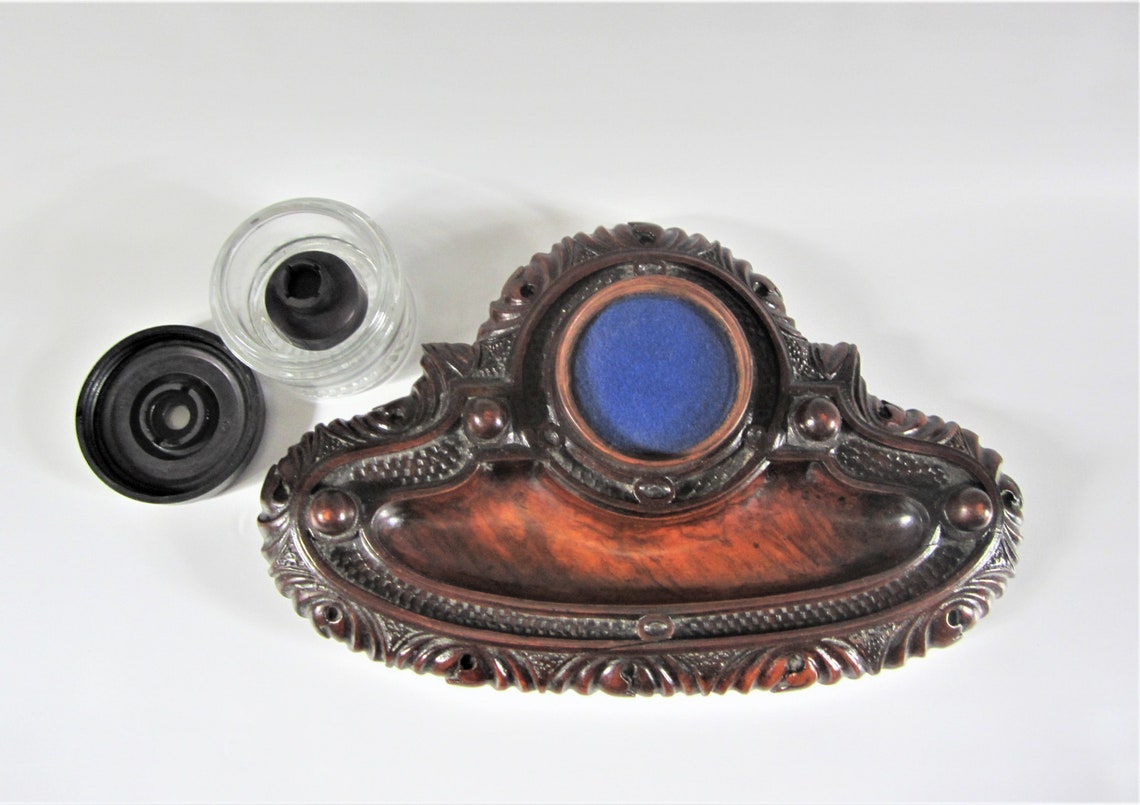 NEW USE Antique Ink Well Sengbusch Walnut Burl WOOD Inkwell Candle ...