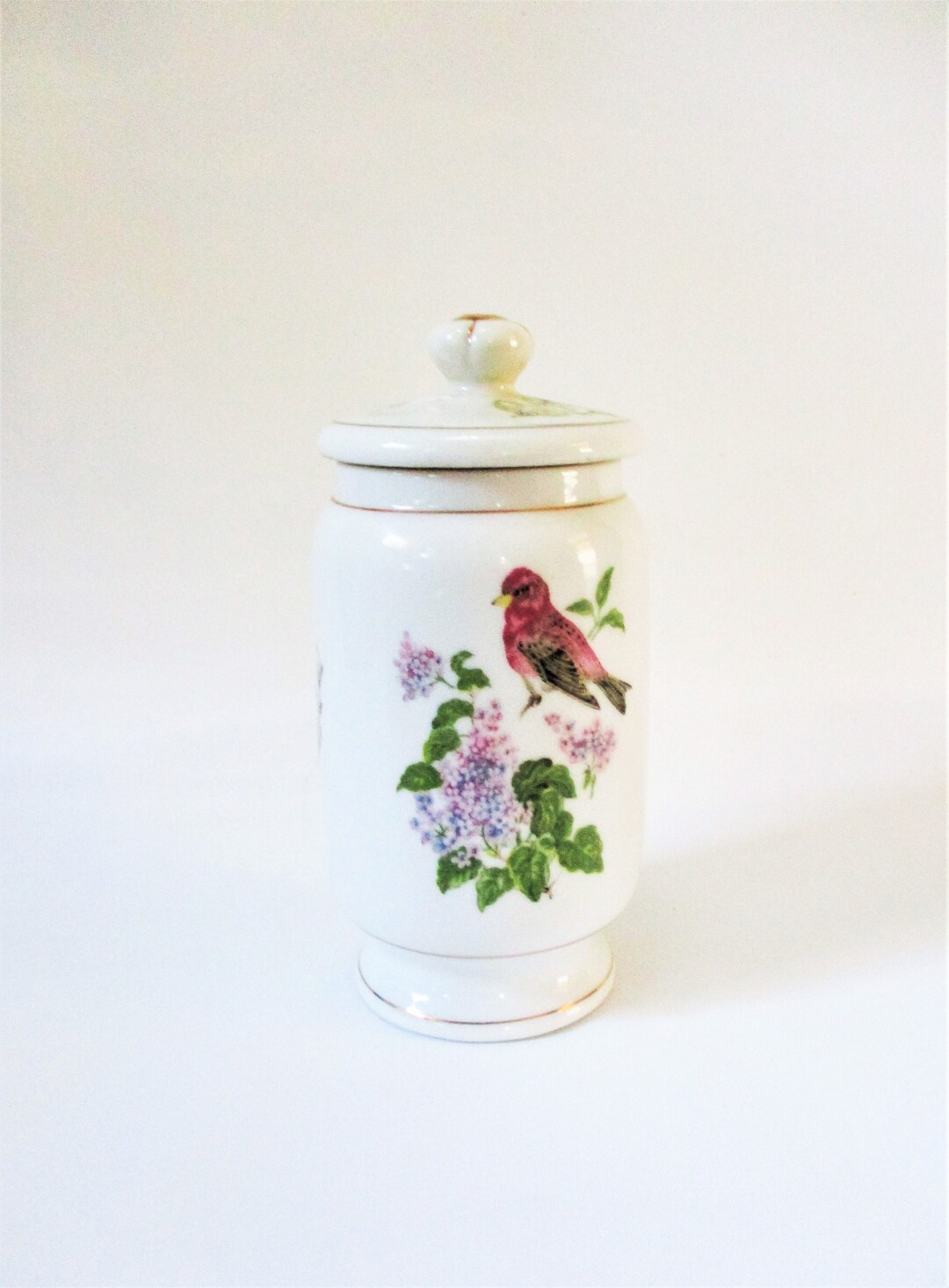 Vintage Ceramic Canister BIRDS Storage Jar Tea Matcha Caddy Tobacco ...