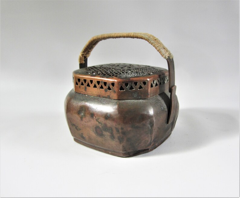 Antique Chinese HAND WARMER Incense Burner COPPER With Handles Mini ...