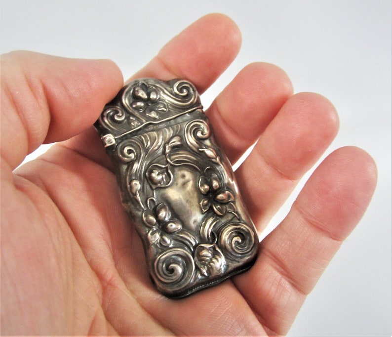 Antique Sterling Silver Vesta Case Match Box Holder ART - Etsy