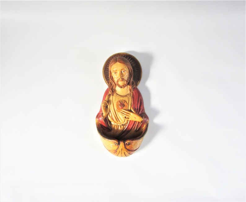 Vintage Religious Font SACRED HEART Holy Water Font LARGE - Etsy