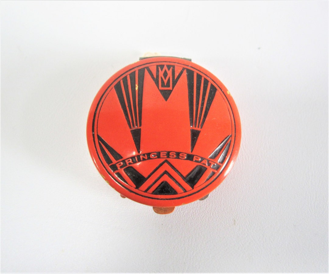 Antique Princess Pat Makeup Container Pill Box Metal ART DECO Snuff Box ...
