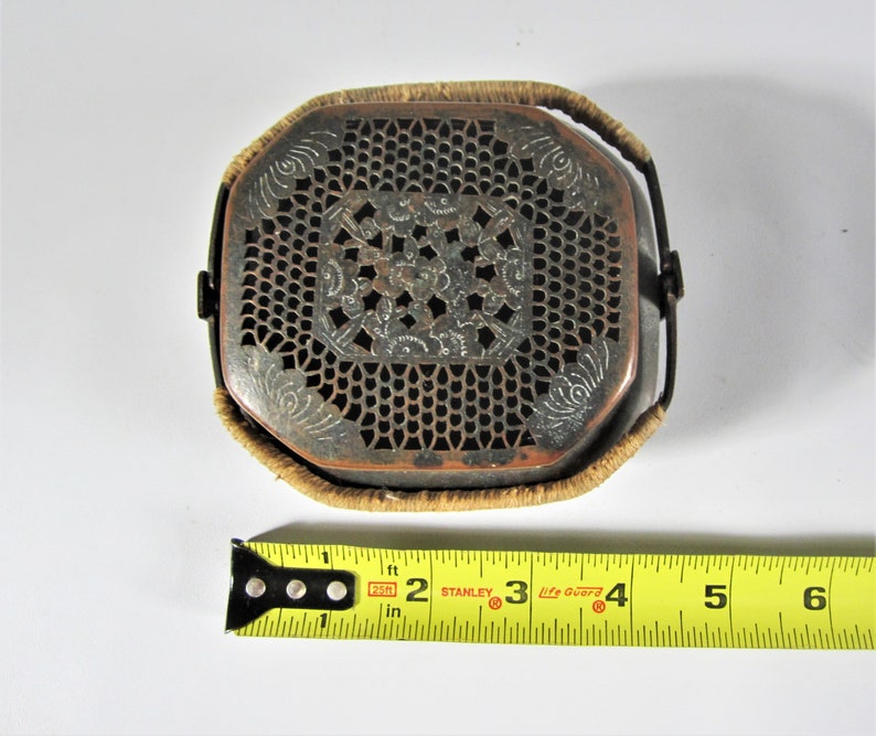 Antique Chinese HAND WARMER Incense Burner COPPER With Handles Mini ...