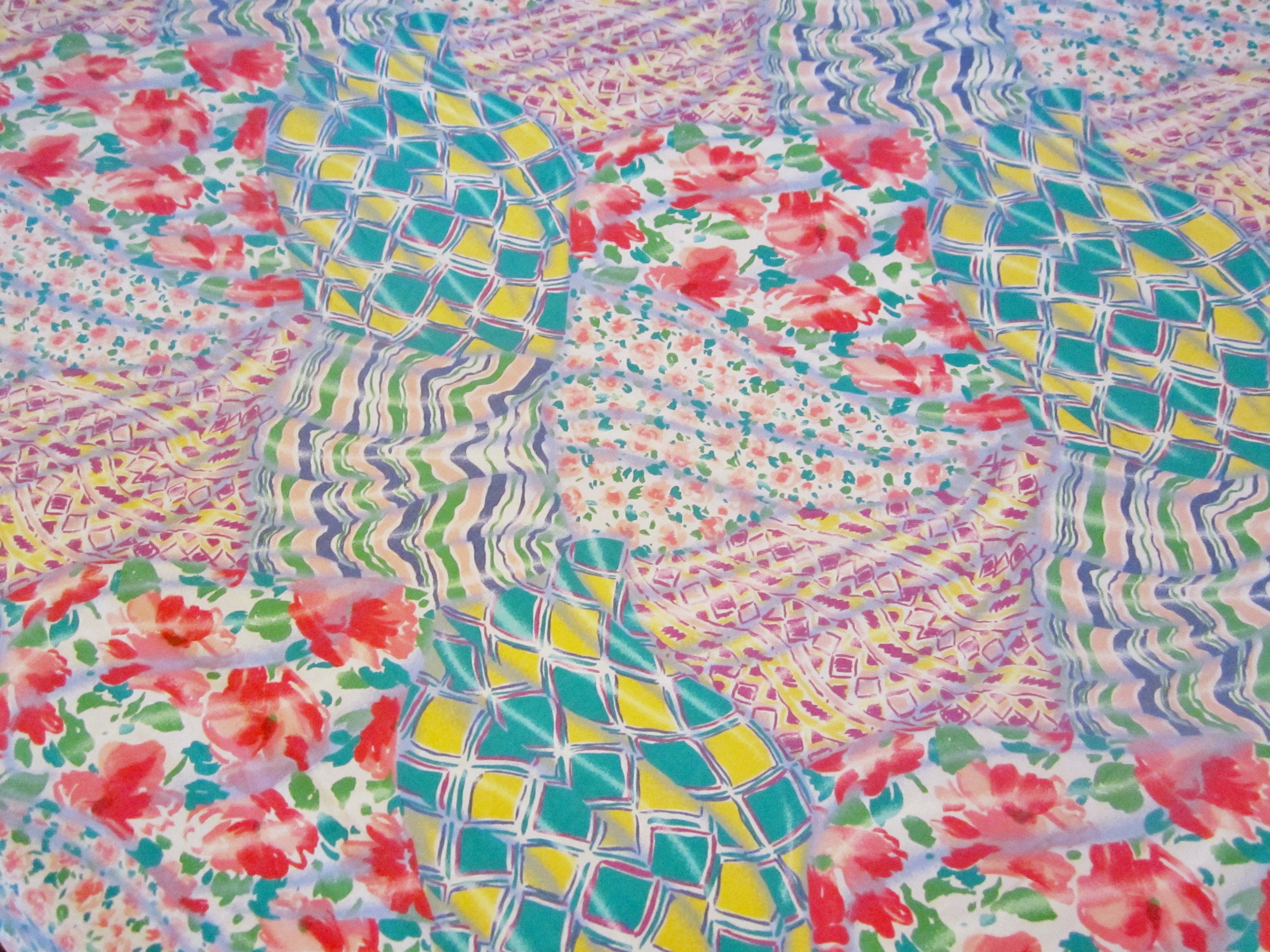 Vintage Flat Sheet PATCHWORK KALEIDOSCOPE Full Queen Pastels - Etsy