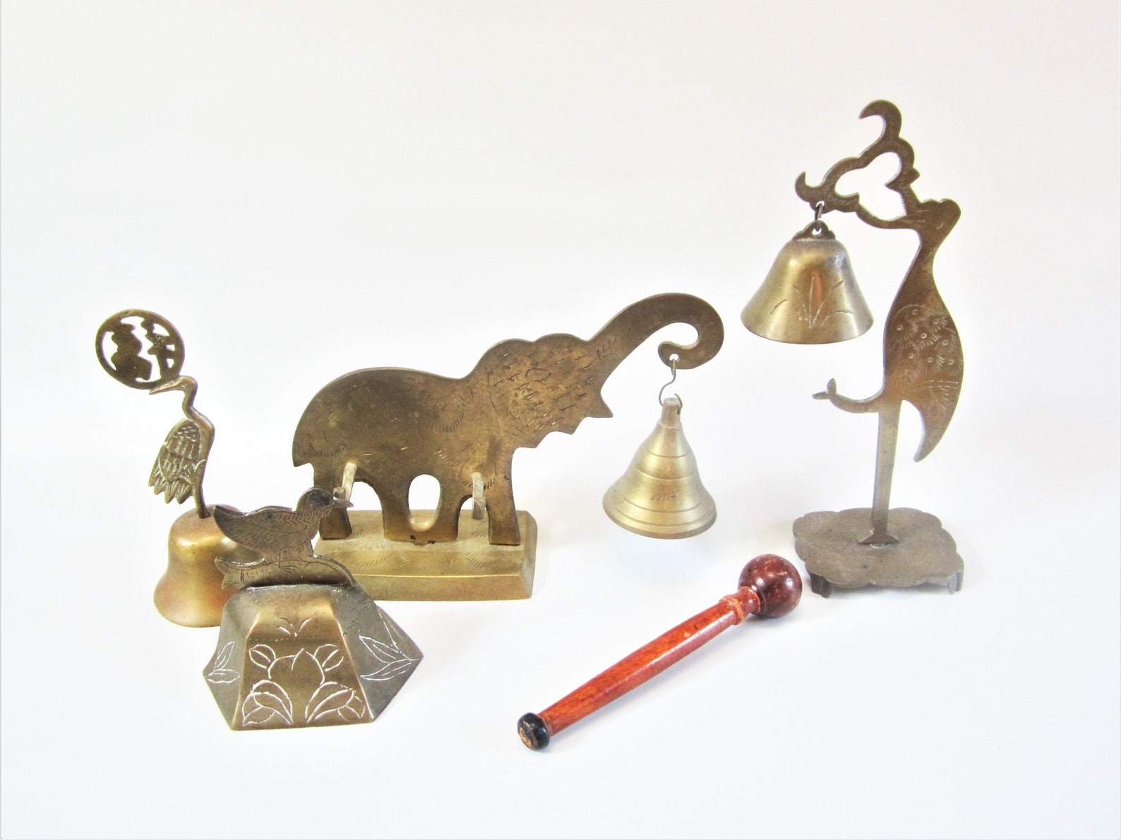 Vintage Brass Prayer RITUAL BELLS Chimes ALTAR Bells Elephant | Etsy