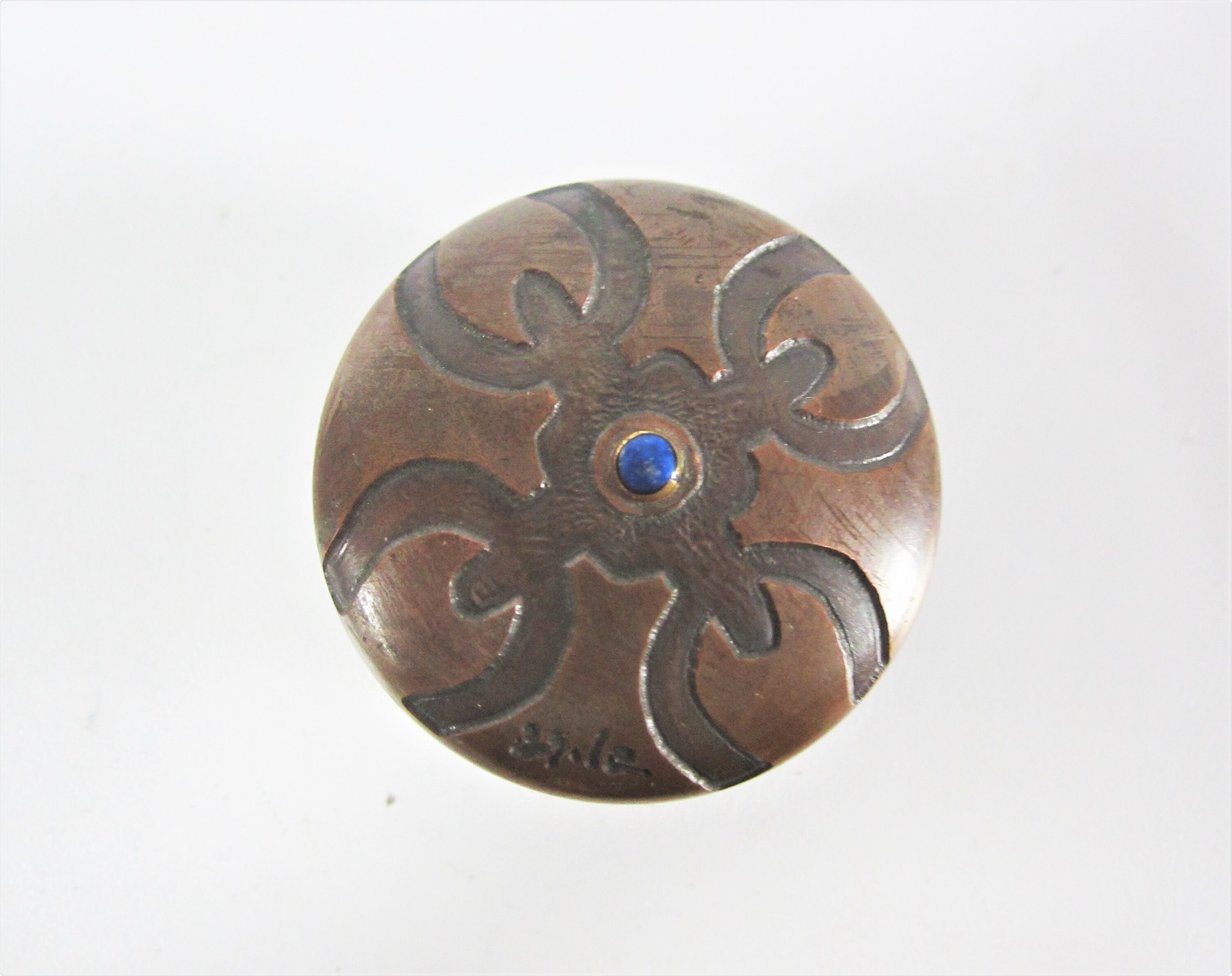 Vintage Trinket Box Copper Pill Box Snuff Handmade With LAPIS | Etsy