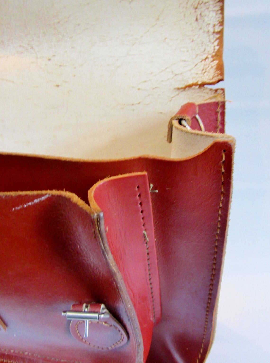 Vintage Leather Satchel Mail Bag With Buckles - Etsy