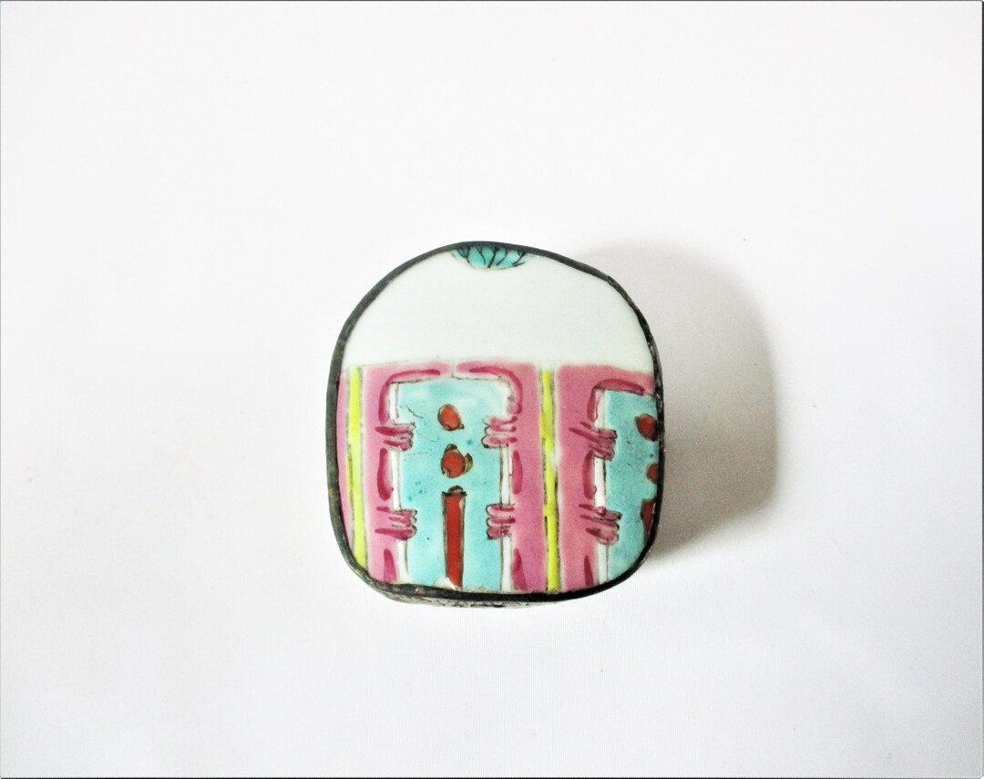 Vintage Pill Box Shard Pottery GEOMETRIC Opium Box Snuff Box 19th ...