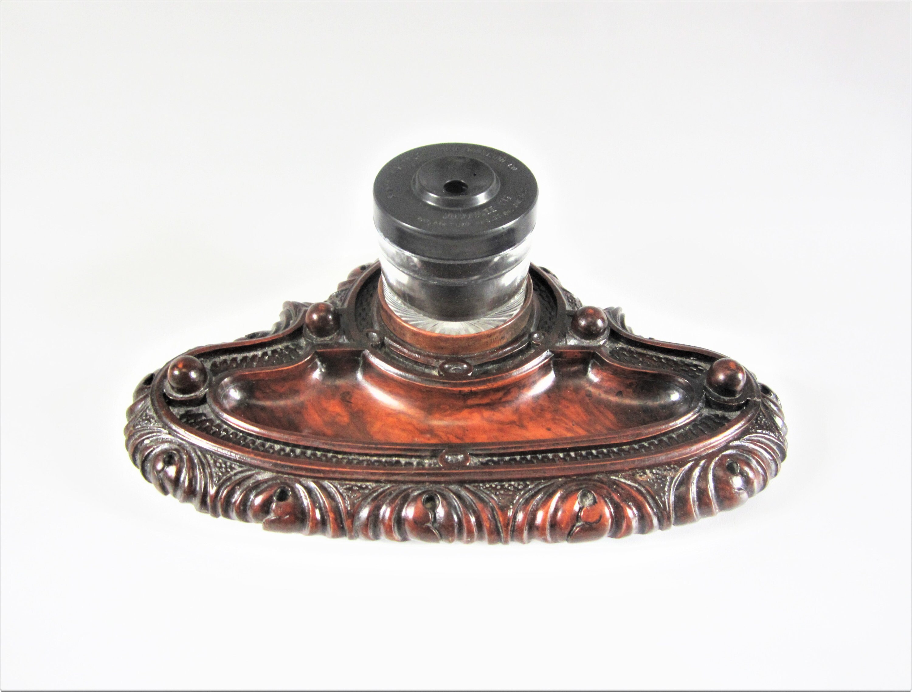 NEW USE Antique Ink Well Sengbusch Walnut Burl WOOD Inkwell | Etsy