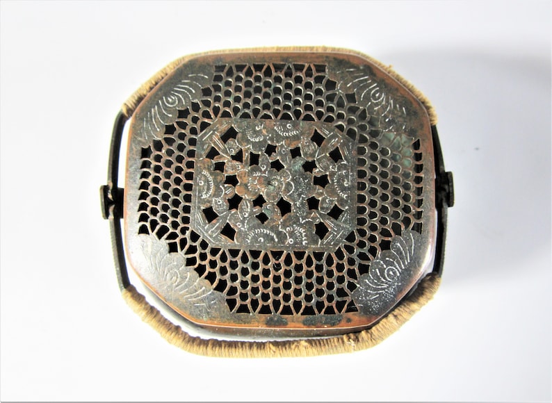 Antique Chinese HAND WARMER Incense Burner COPPER With Handles Mini ...