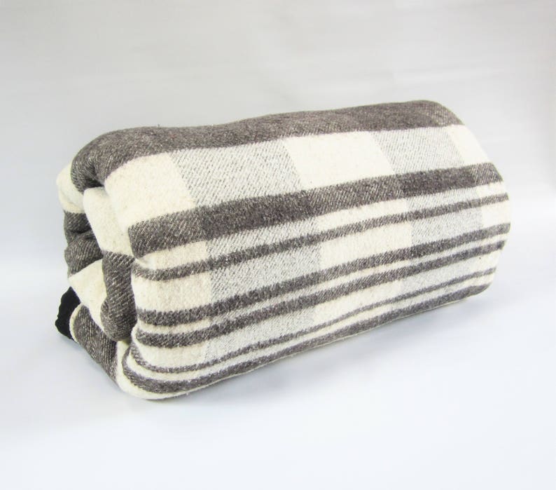 Vintage Blanket Camp Blanket Black Gray PLAID Blanket 1950s - Etsy