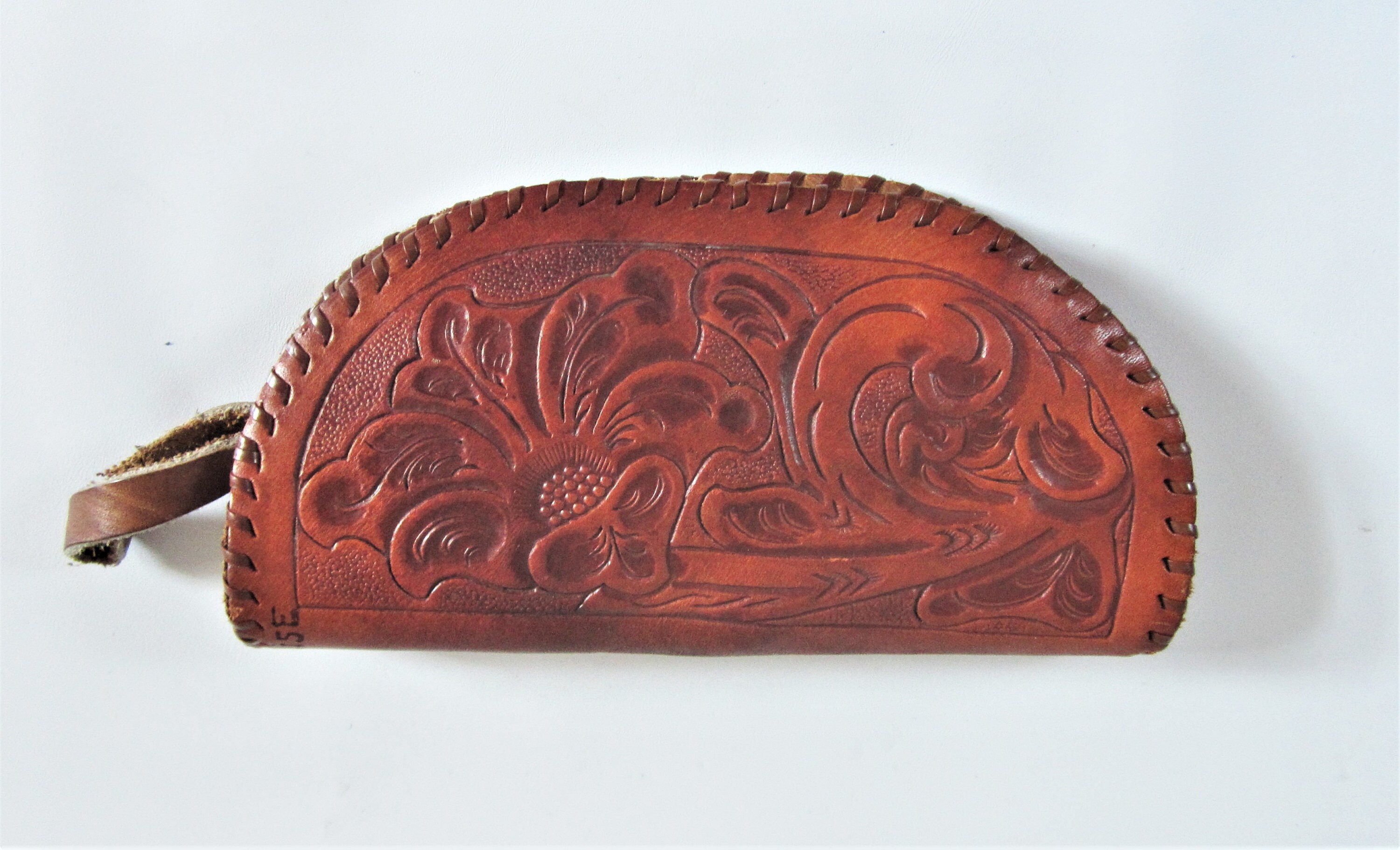 Vintage Tooled Leather STASH POUCH Unisex Clutch Zippered | Etsy