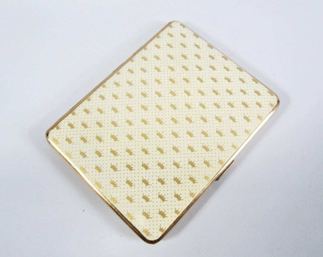 Vintage Cigarette Case STRATTON Gold Case Metal GOLD CROWNS Wallet Card ...