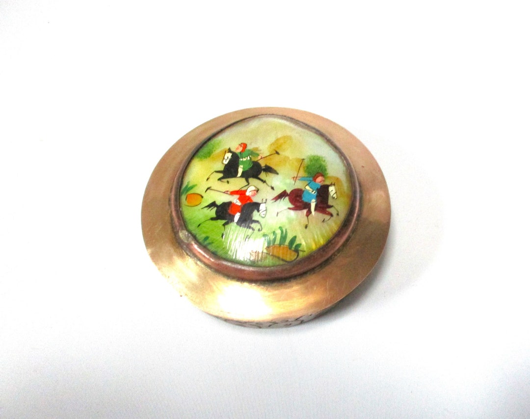 Antique Snuff Box COMPACT Pill Box Hand-decorated Box With Mirror ...