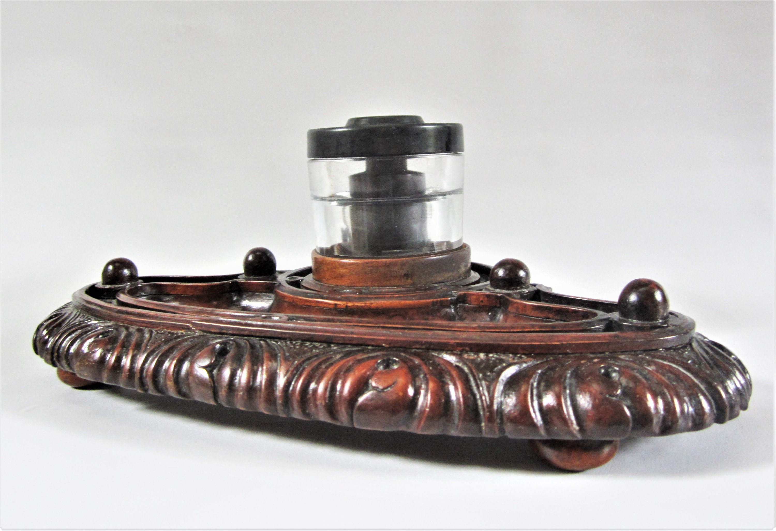 NEW USE Antique Ink Well Sengbusch Walnut Burl WOOD Inkwell | Etsy