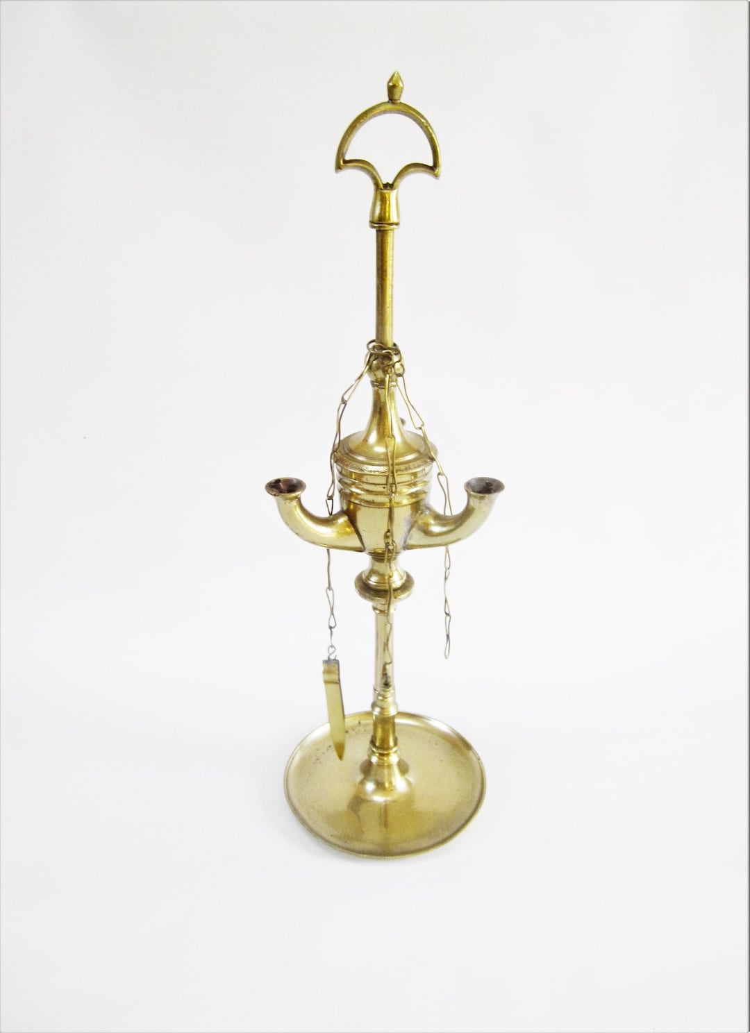 Antique Oil Lamp 3-WICK Lucerne Lamp ADJUSTABLE Brass With Chatelaine ...