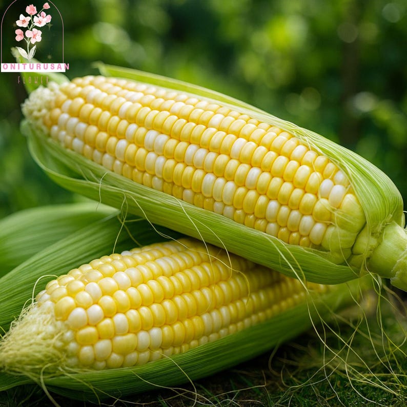 60 Seeds Bi-color Corn Delectable , Sweet Yellow & White Zea Mays, Non ...