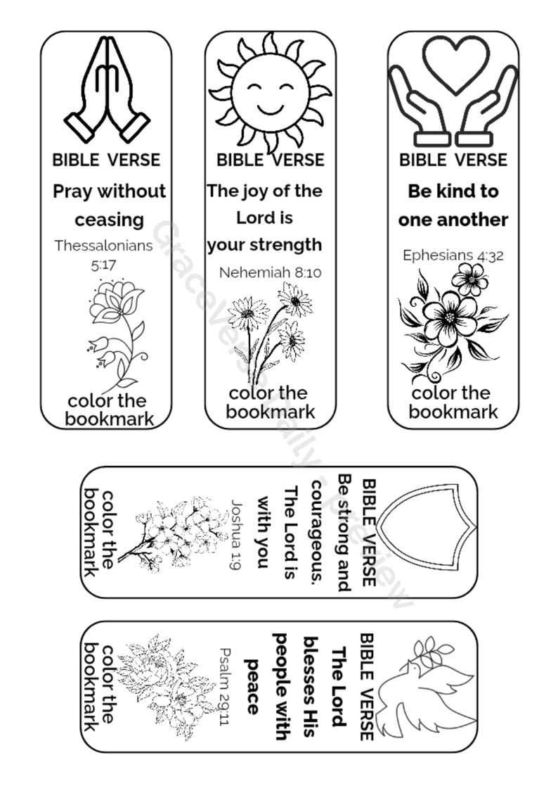 15 Bible Verse Coloring Bookmarks for Kids/printable Scripture Activity ...