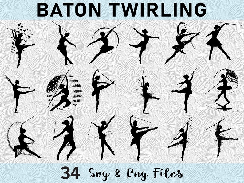 Baton Twirling SVG PNG Bundle, Majorette Dance Clipart, Cheer Team Cut ...