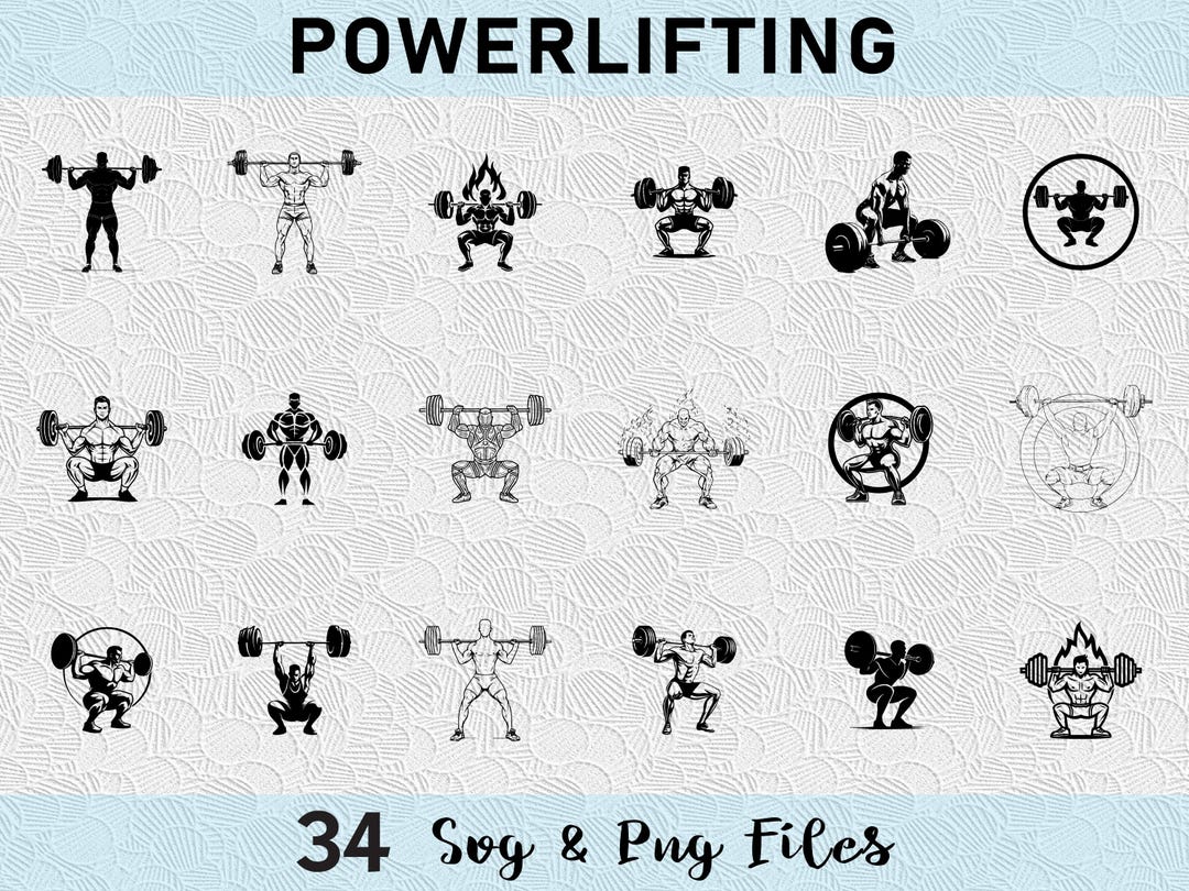 Powerlifting Silhouette SVG PNG Bundle, Gym Fitness Clipart, Cricut Cut ...