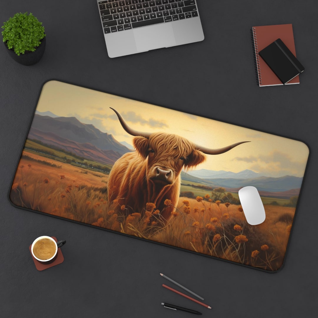 Highland Cow Desk Mat, Cow Desk Pad, Gaming Desk Mat, Desk Mat ...