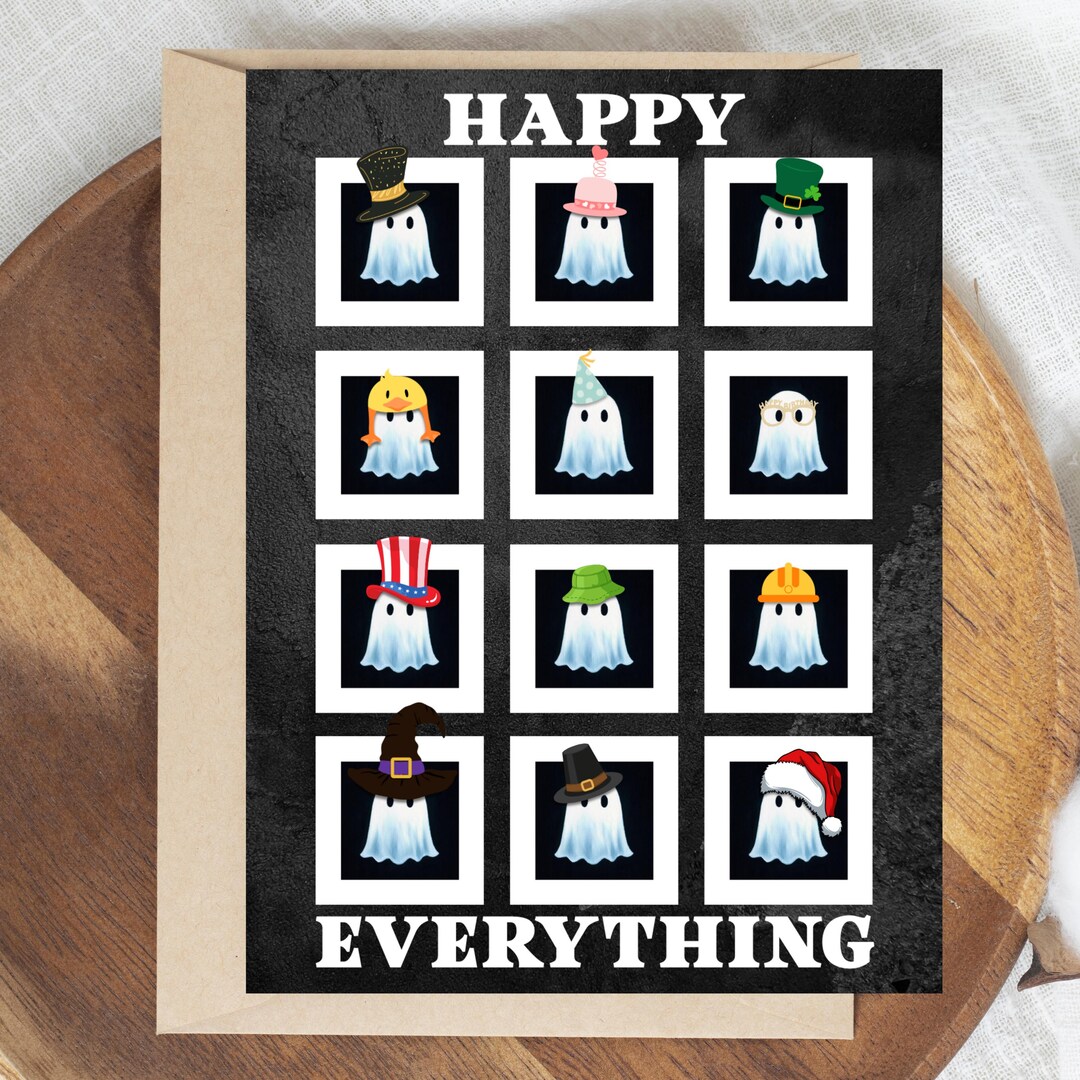 Greeting Cards With 12 Holiday Hats, Happy Everything, Card Set ...
