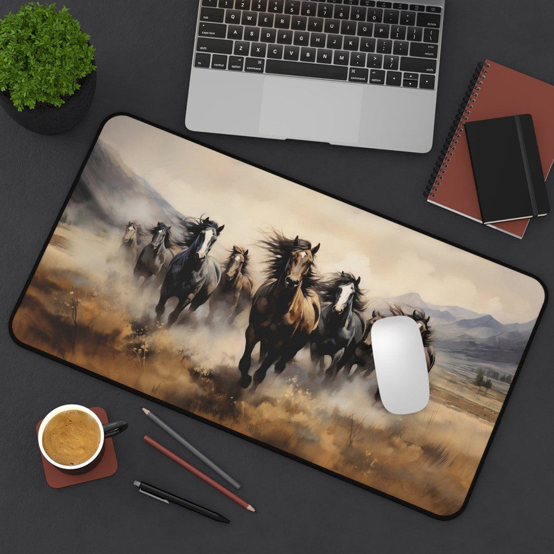 Wild Mustangs Desk Mat, Gaming Desk Mat, Horse Mouse Pad, Desk ...