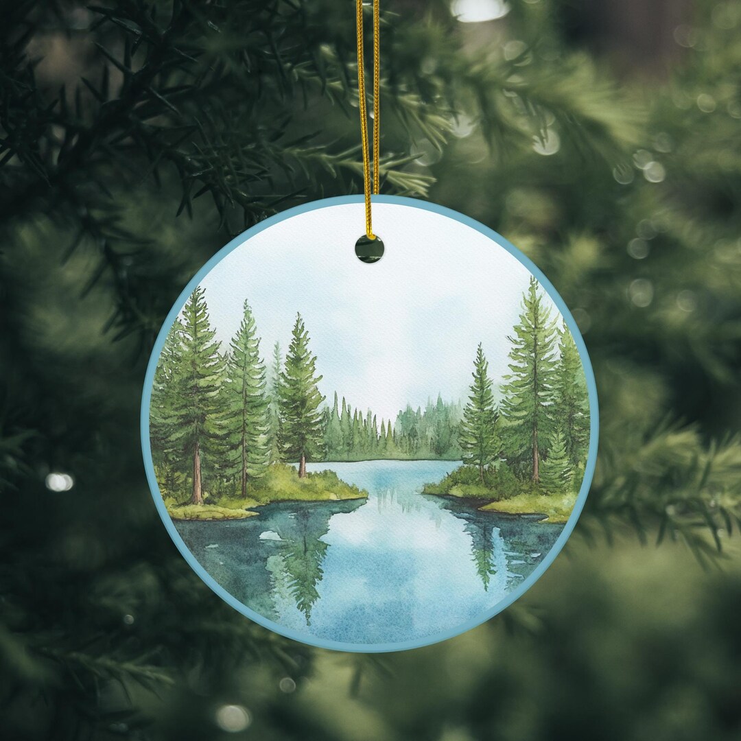 Watercolor Blue Lake Ornament, Christmas Ornament, Keepsake Ornament ...