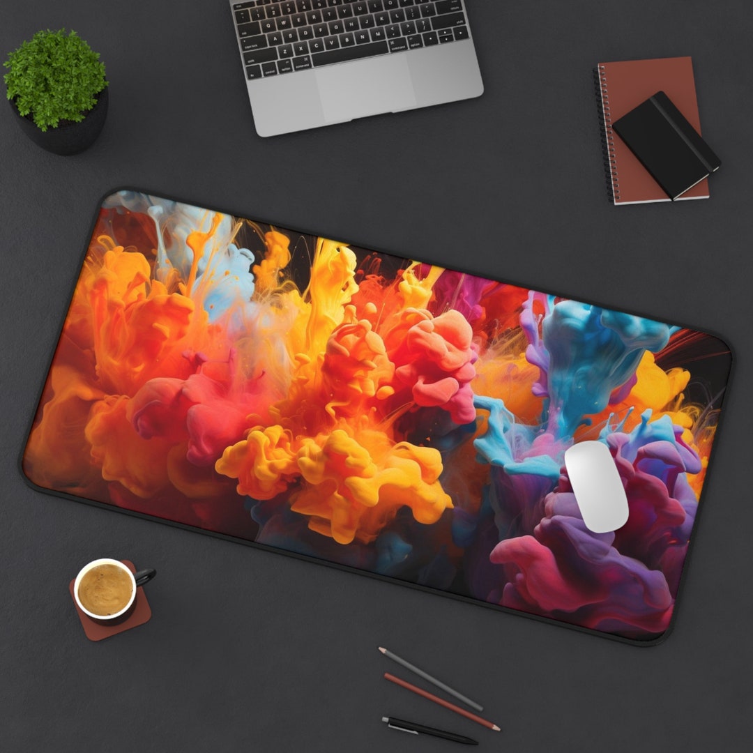 Colorful Paint Splatter Desk Mat, Paint Desk Mat, Colorful Gaming ...