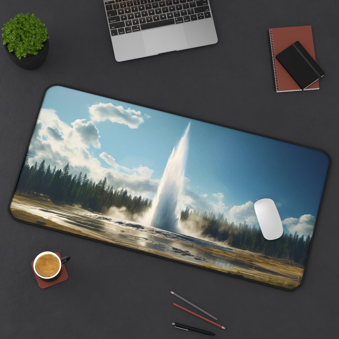 Yellowstone National Park Desk Mat, Adventure Desk Pad, Gaming Desk Mat ...
