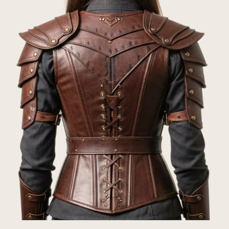 Women Brown Leather Medieval Corset Armor Vest Genuine Leather Fantasy ...