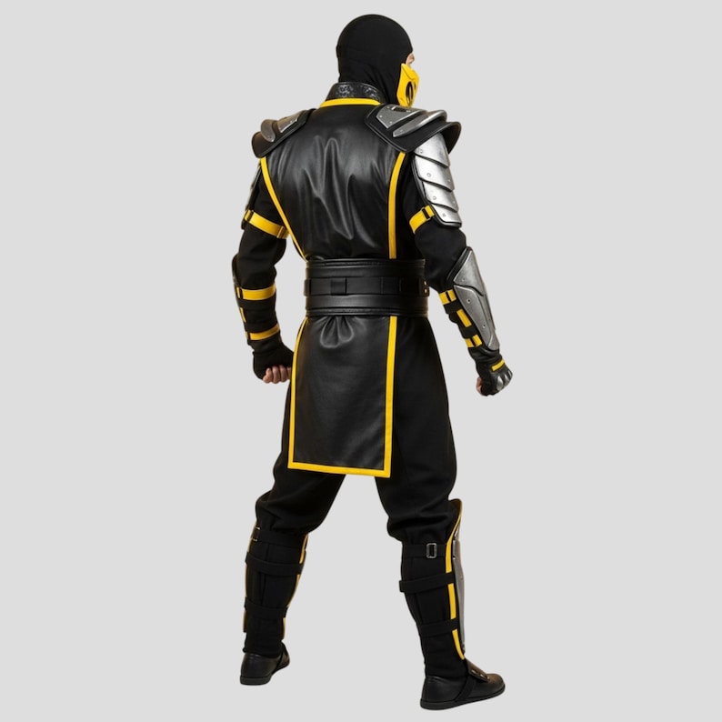Scorpion Cosplay Costume: Black & Yellow Ninja Leather Armor - LARP ...