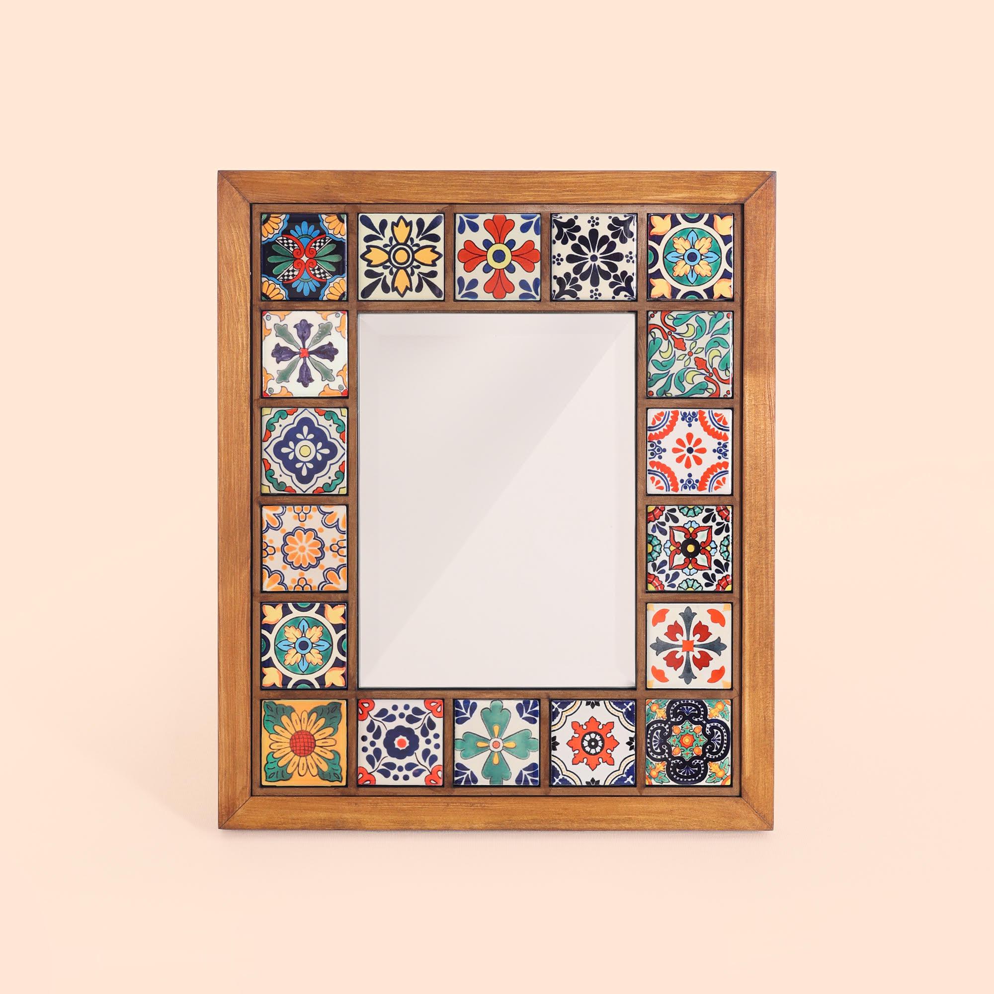 Handmade Talavera Tile Mirror, Mediterranean Wall Decor, Boho Mirror - Etsy
