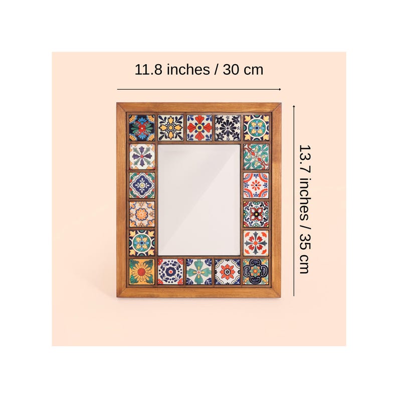 Handmade Talavera Tile Mirror, Mediterranean Wall Decor, Boho Mirror - Etsy