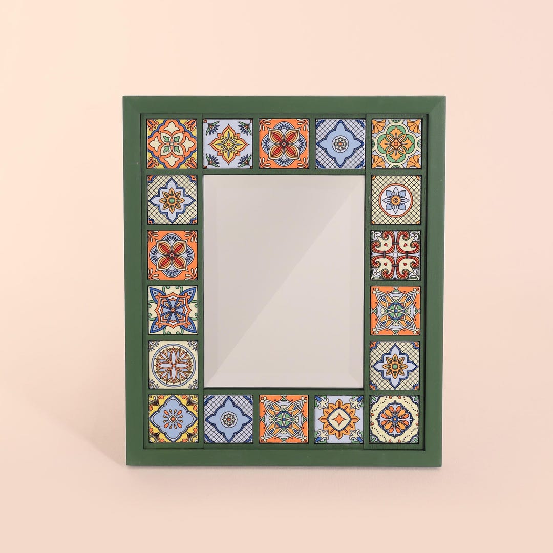 Boho Home Decor Tile Mirror: Rustic Boho Home Decor, Bohemian Mirror ...