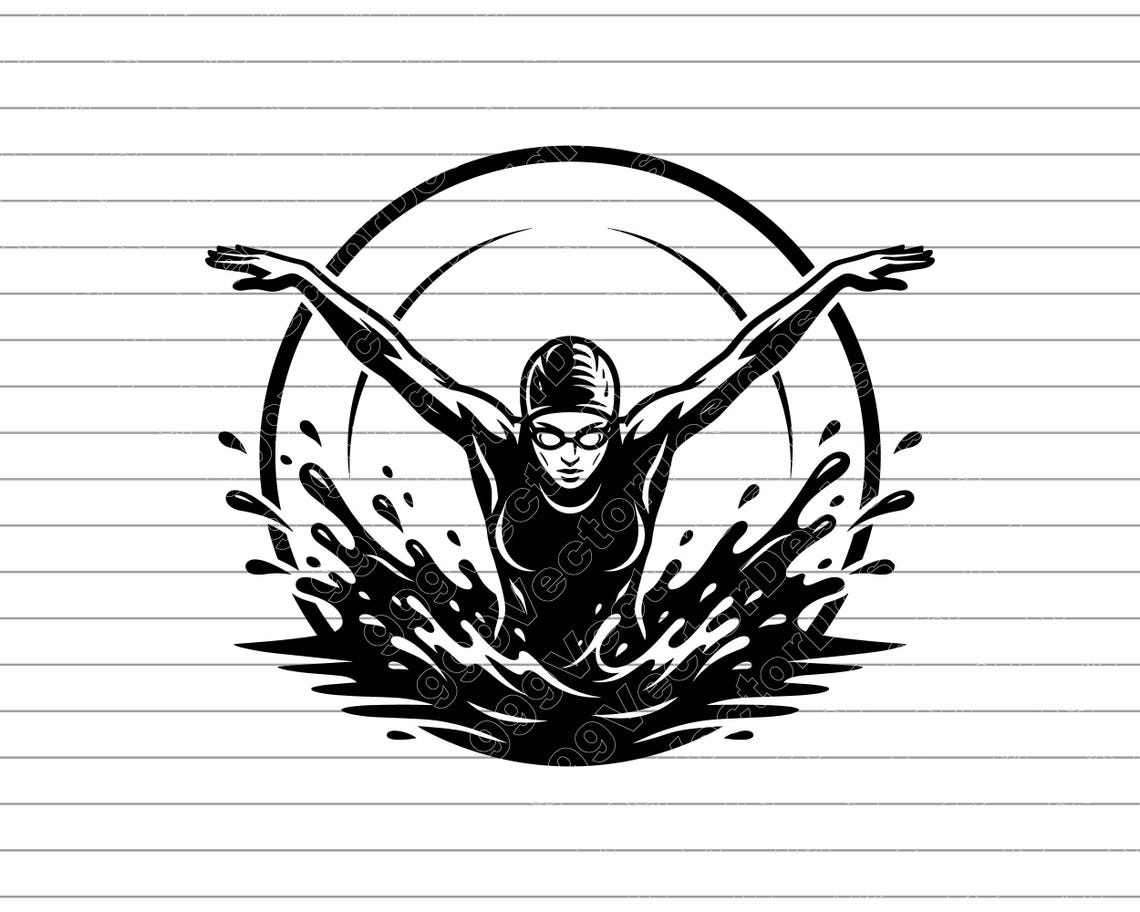 Swimmer Emblem Vector Illustration, SVG, PNG, JPG, Swimmer, Swimming ...