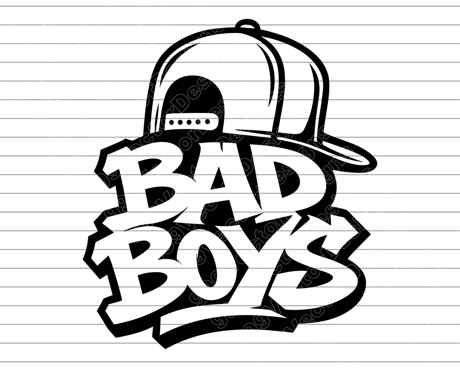 Bad Boys Vector Illustration: Hat Graphic Art (SVG, PNG, JPG) - Etsy
