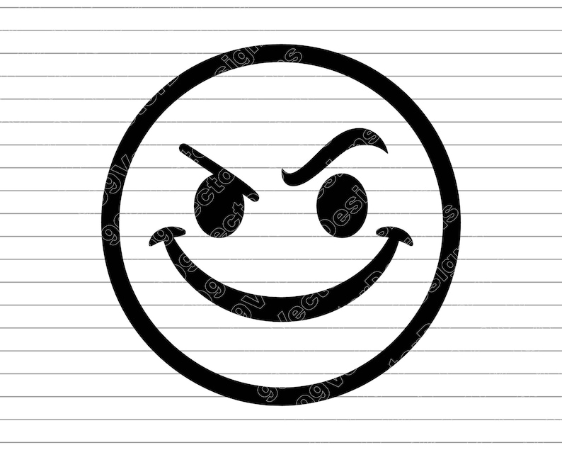 Mischievous Smiley Face Vector Illustration, SVG, PNG, JPG, Smiley ...
