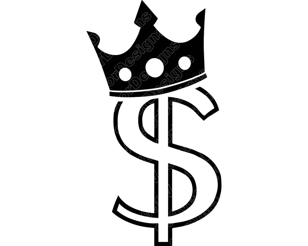 Dollar Sign Wearing Crown Vector Illustration, SVG, PNG, JPG, Dollar ...