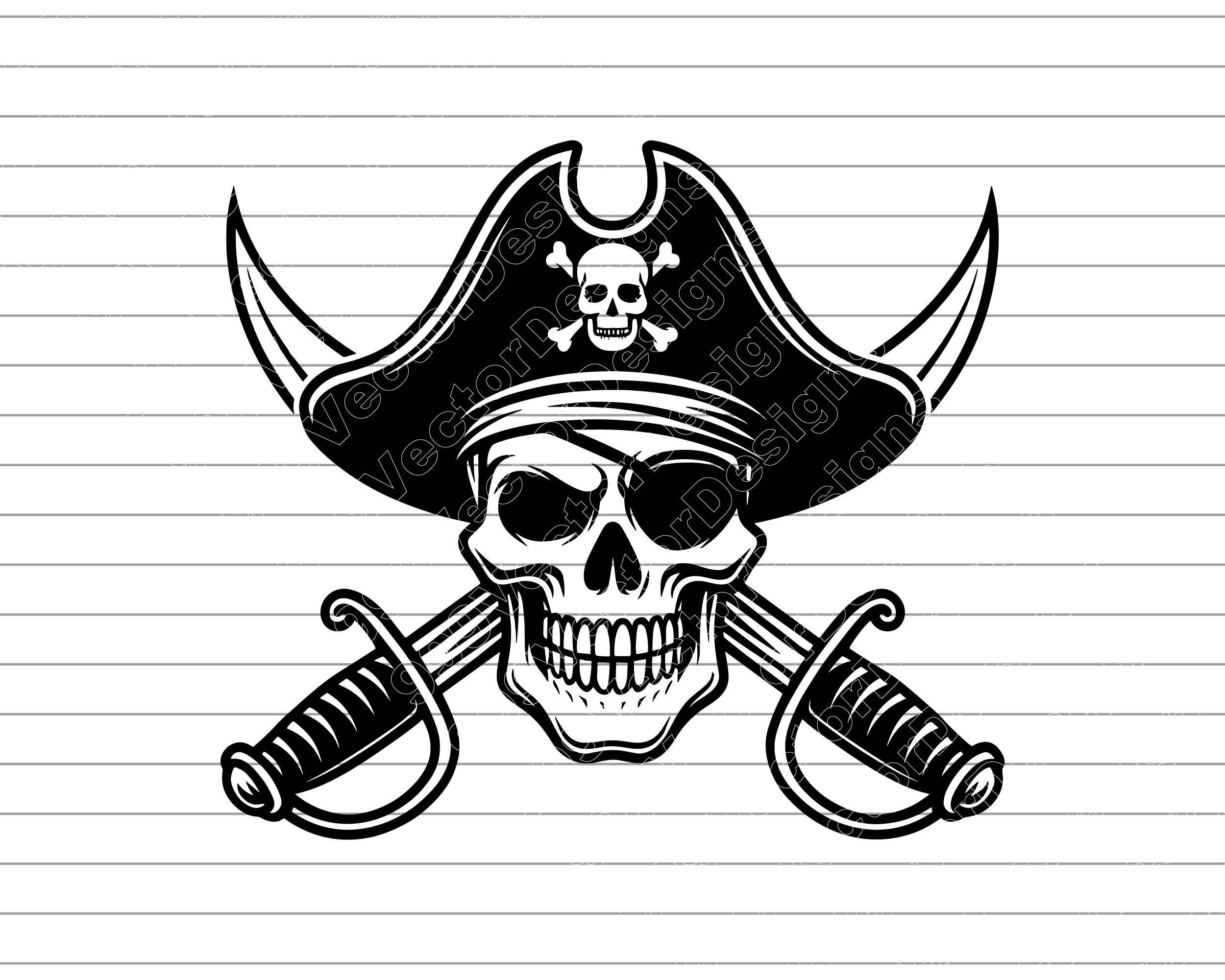 Pirate Skull Vector Illustration: SVG, PNG, JPG Clipart - Etsy