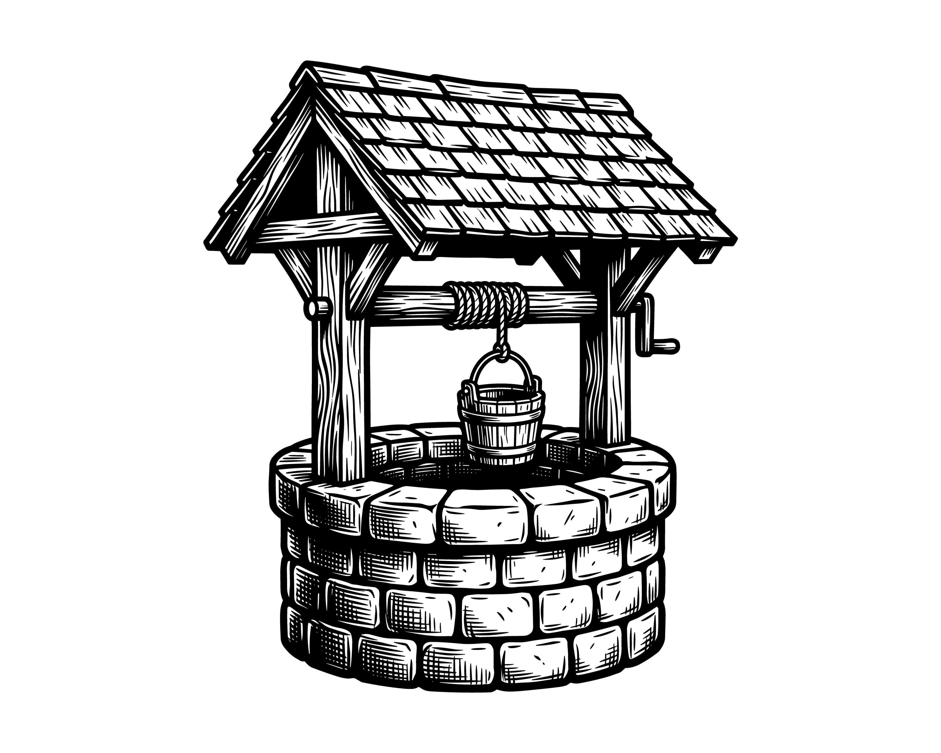 Wishing Well Vector Illustration, SVG, PNG, JPG, Wishing Well Art ...