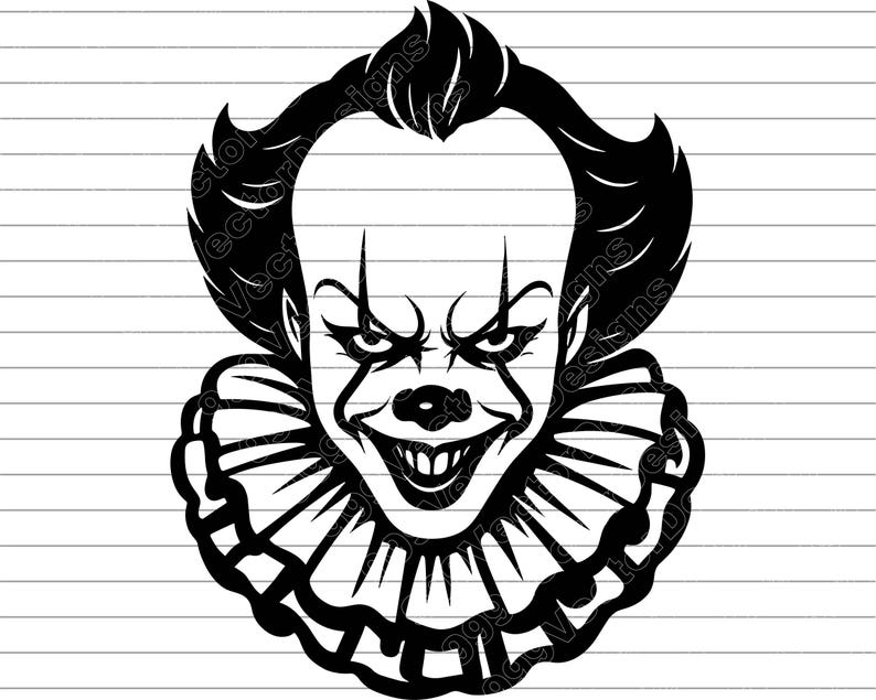 Pennywise Face Vector Illustration, SVG, PNG, JPG, Pennywise Art ...