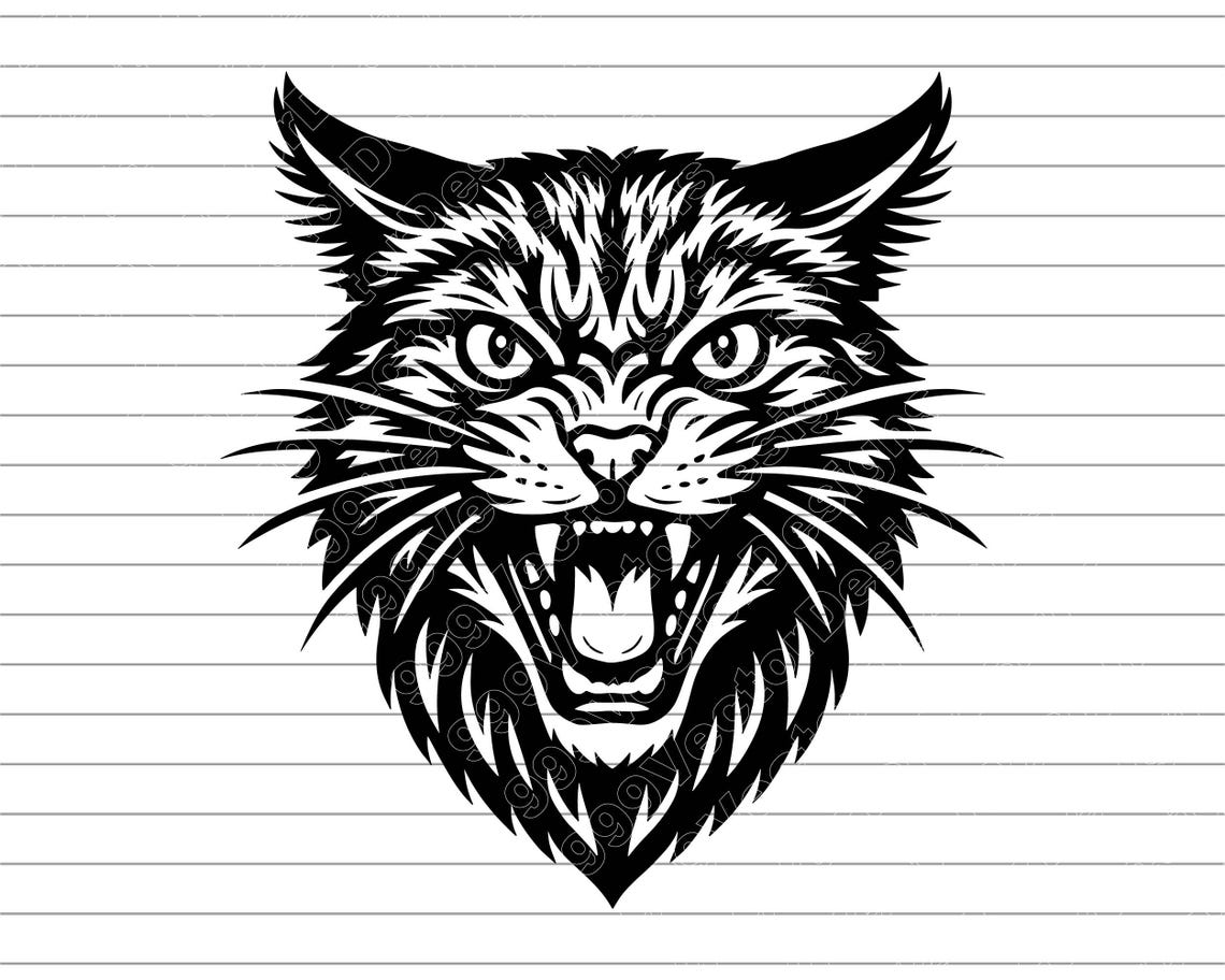 Hissing Cat Vector Illustration: SVG, PNG, JPG - Etsy