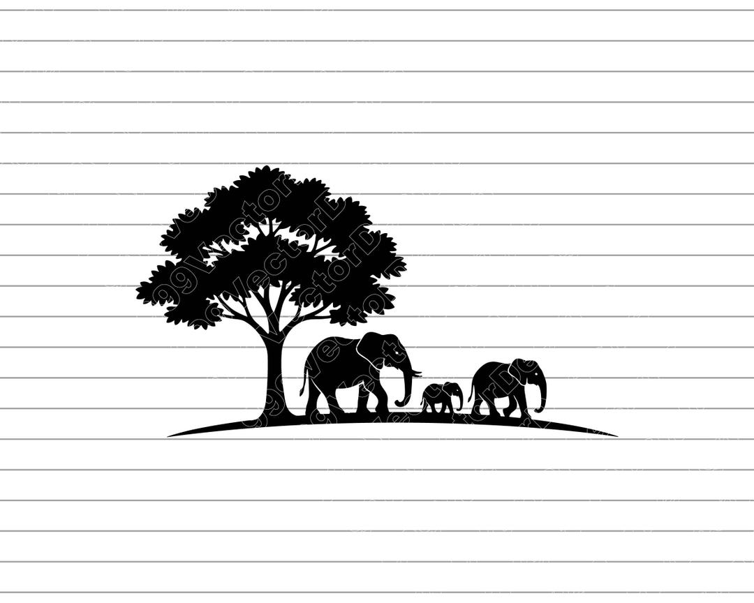 Elephant Family Vector Illustration, SVG, PNG, JPG, Elephant Art ...