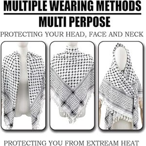 Black & White Keffiyeh Scarf: Traditional Palestinian Cotton Shemagh ...